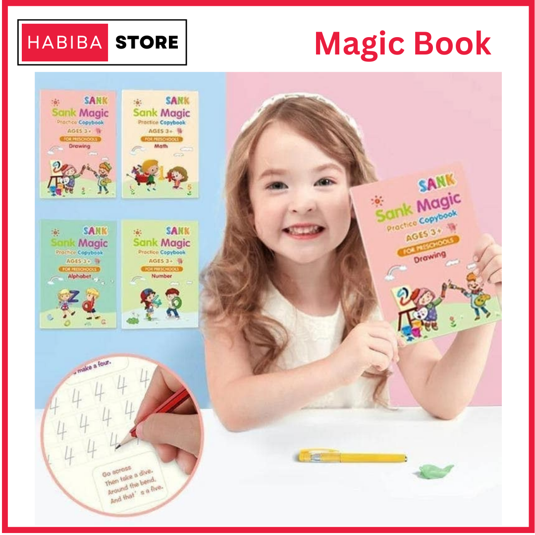 Sank Magic Practice Copybook (4 Books + Magic Pen & 10 Ink Refills ...