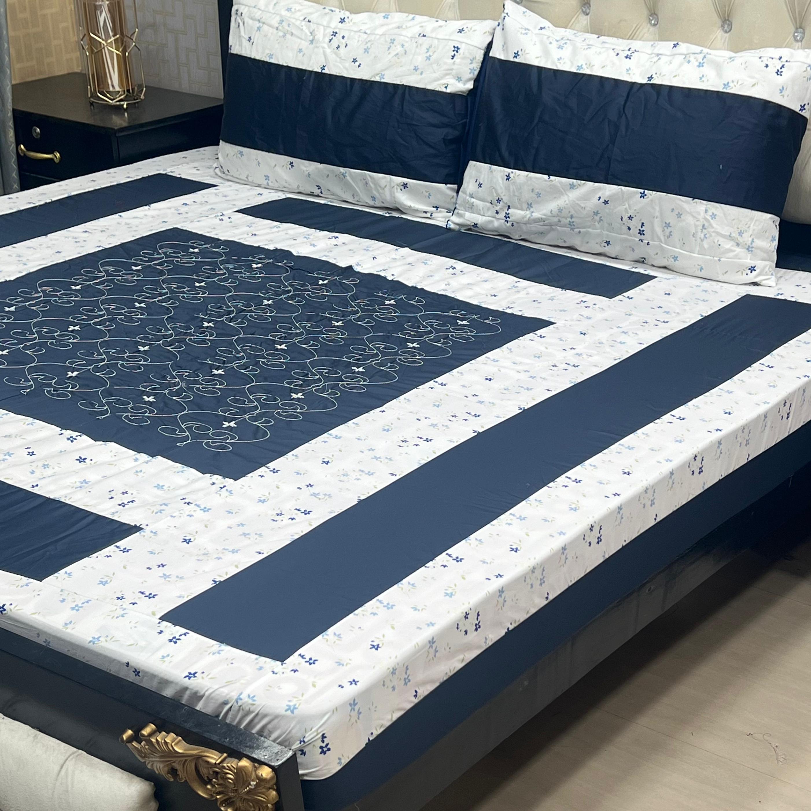 DESION Embroidered Bed Sheet Set KIng Size Patch Work Bed Sheet | Daraz.pk
