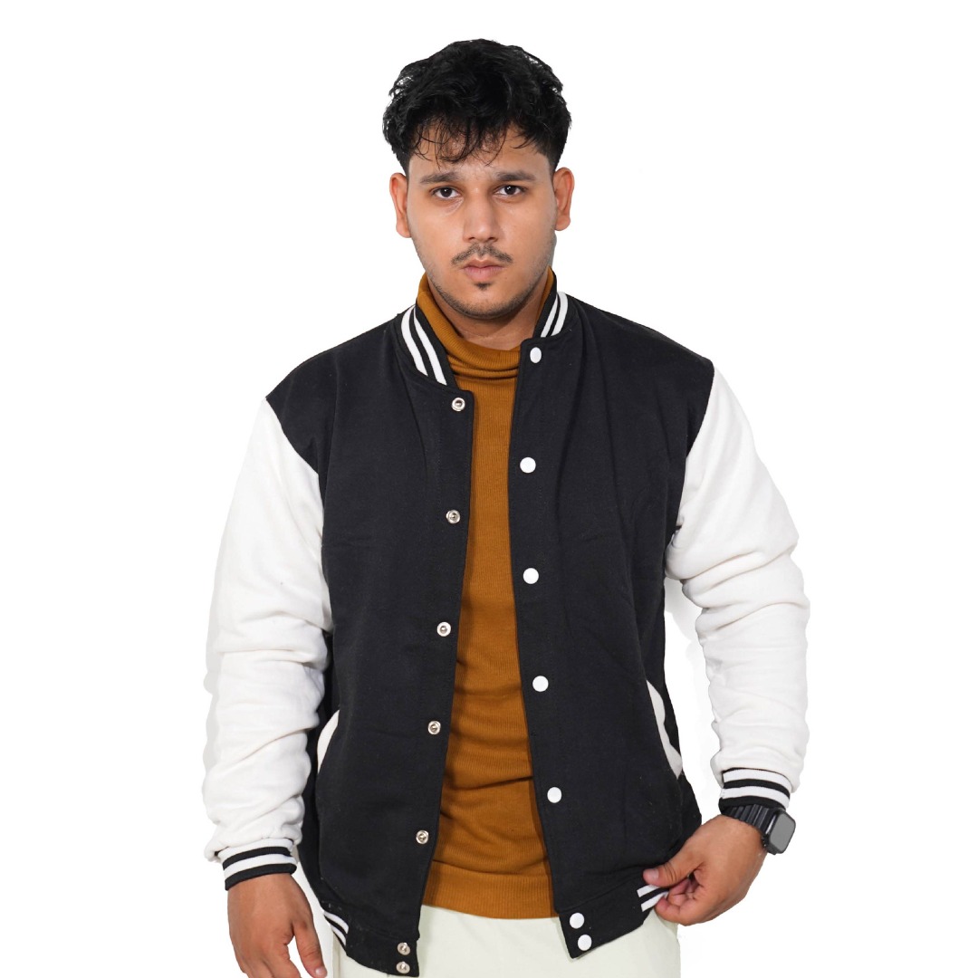 Monkeez Charcoal Varsity Jacket (Unisex) | Daraz.pk