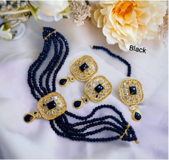 New Fancy Pearl And Crystal Patti Set With Earing And Tika For Girl And ...