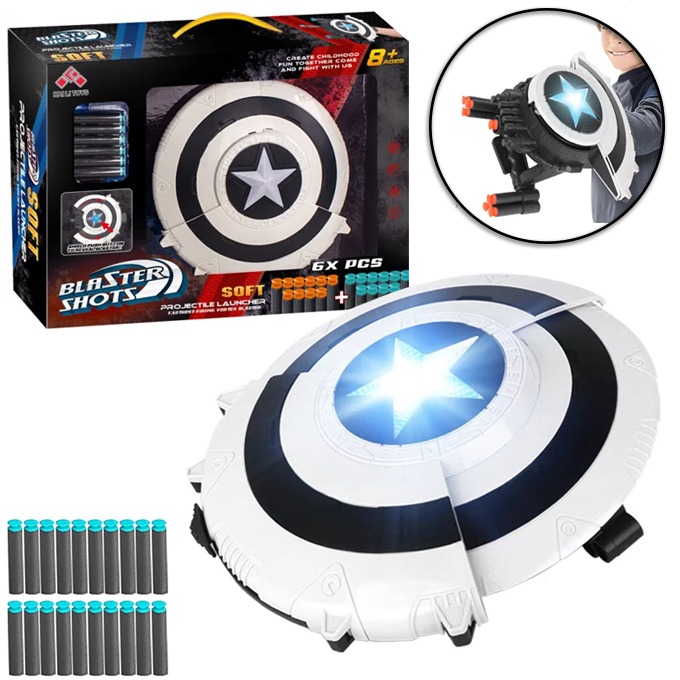 Captain America Shield Launcher - Shield Dart Shooter Toy With Nerf 6 ...