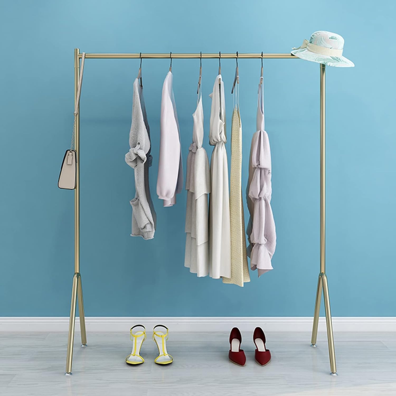 Cloth Hanging Stand Single Pole V Shape New Designe Golden Color Stand ...