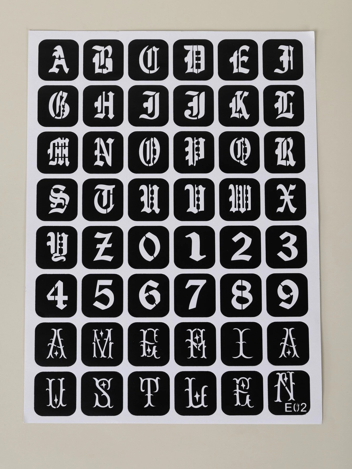 1 sheet Letter Graphic Tattoo Stencil | Daraz.pk