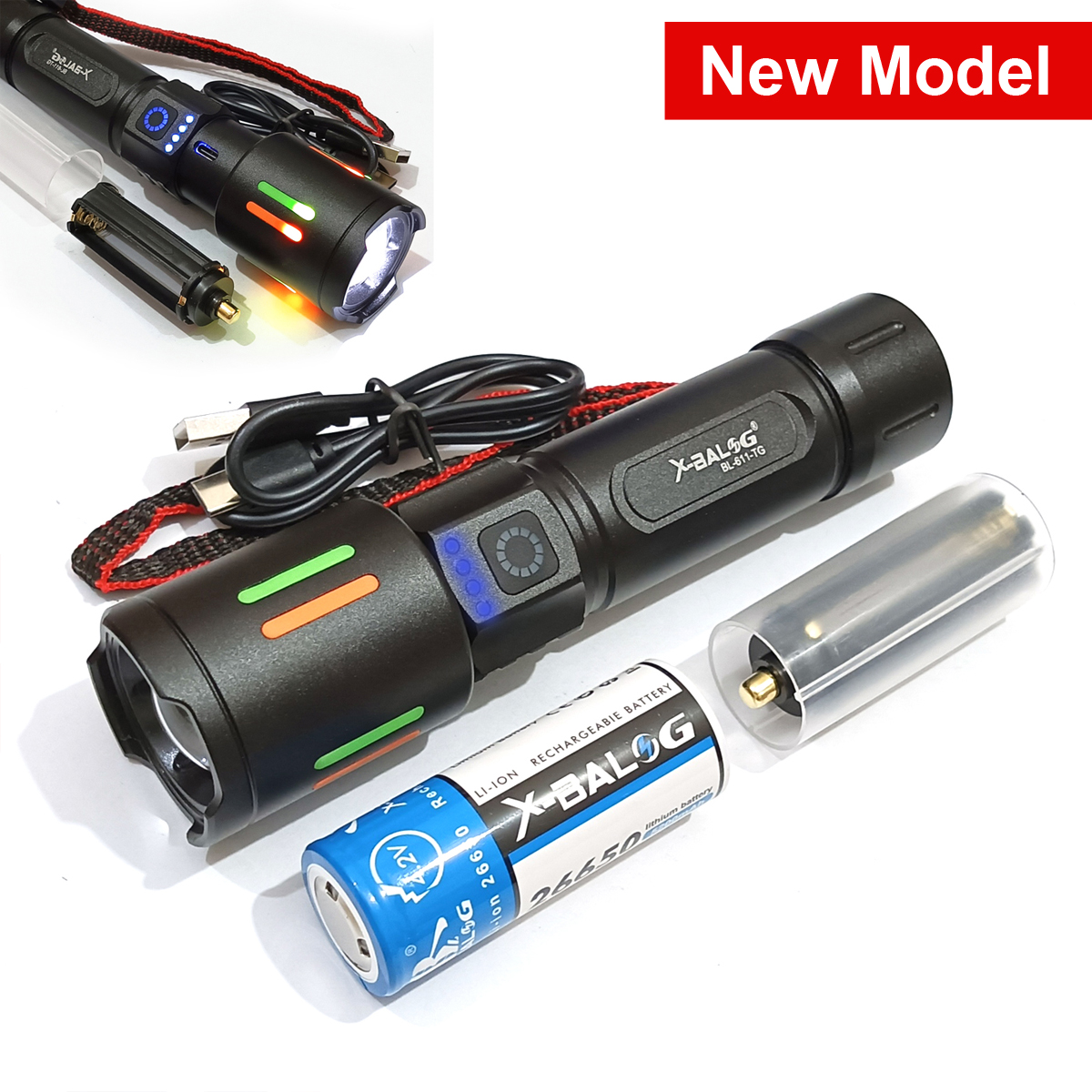Rechargeable X-Balog BL-611 TG Multi Functional Emergency Torch ...
