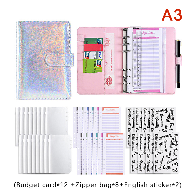 A6 Leather Budget Binder Notebook Notepad Diary Planner Cash Envelopes ...