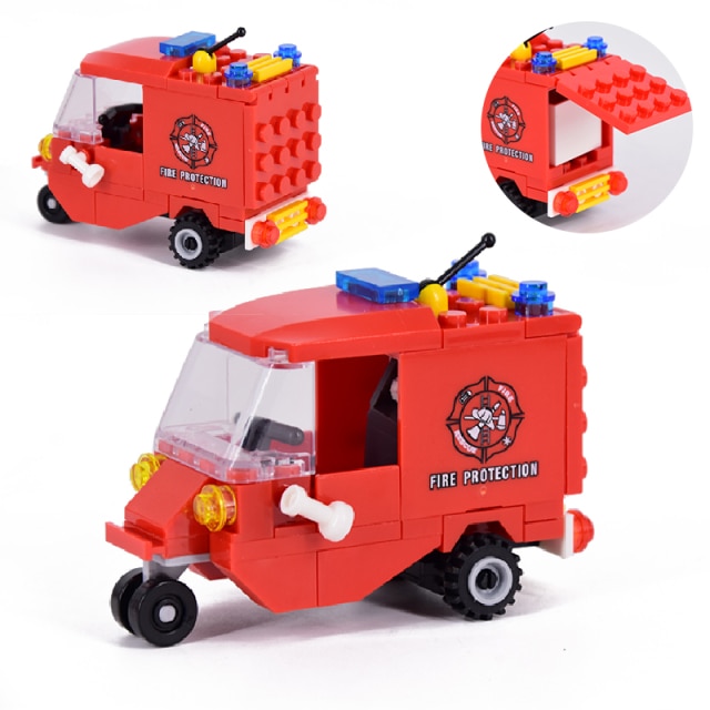 City Police Patrol Car Model Figure Blocks Educational Construction ...