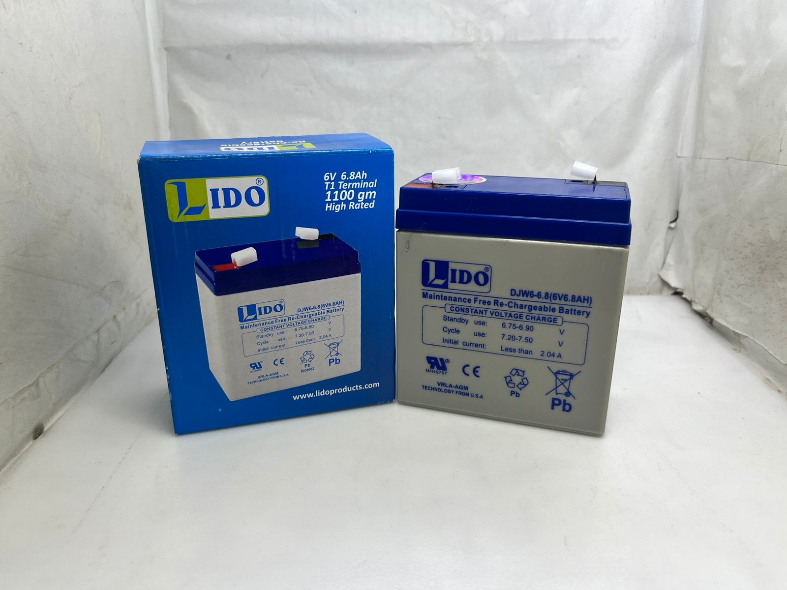 Lido Rechargeable Dry Battery 6v 6.8AH 3A, 1100 gm high rated Battery w ...