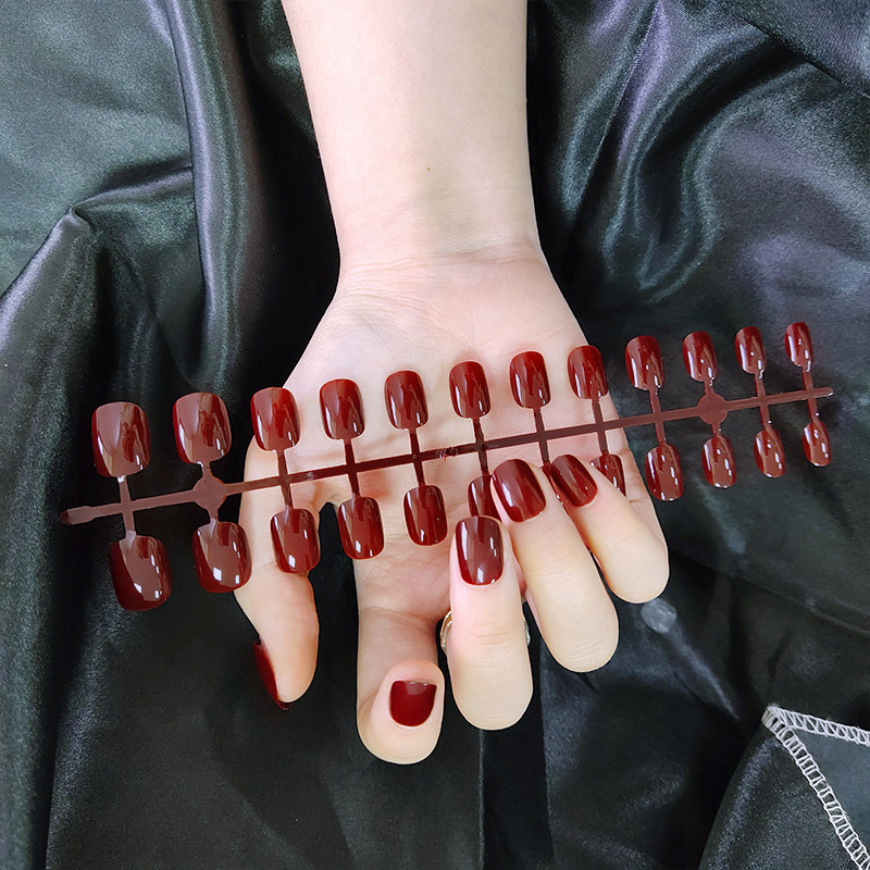 SUMMER 24 pcs Short Square Round Multiple Solid Color Fake Nails Uv ...