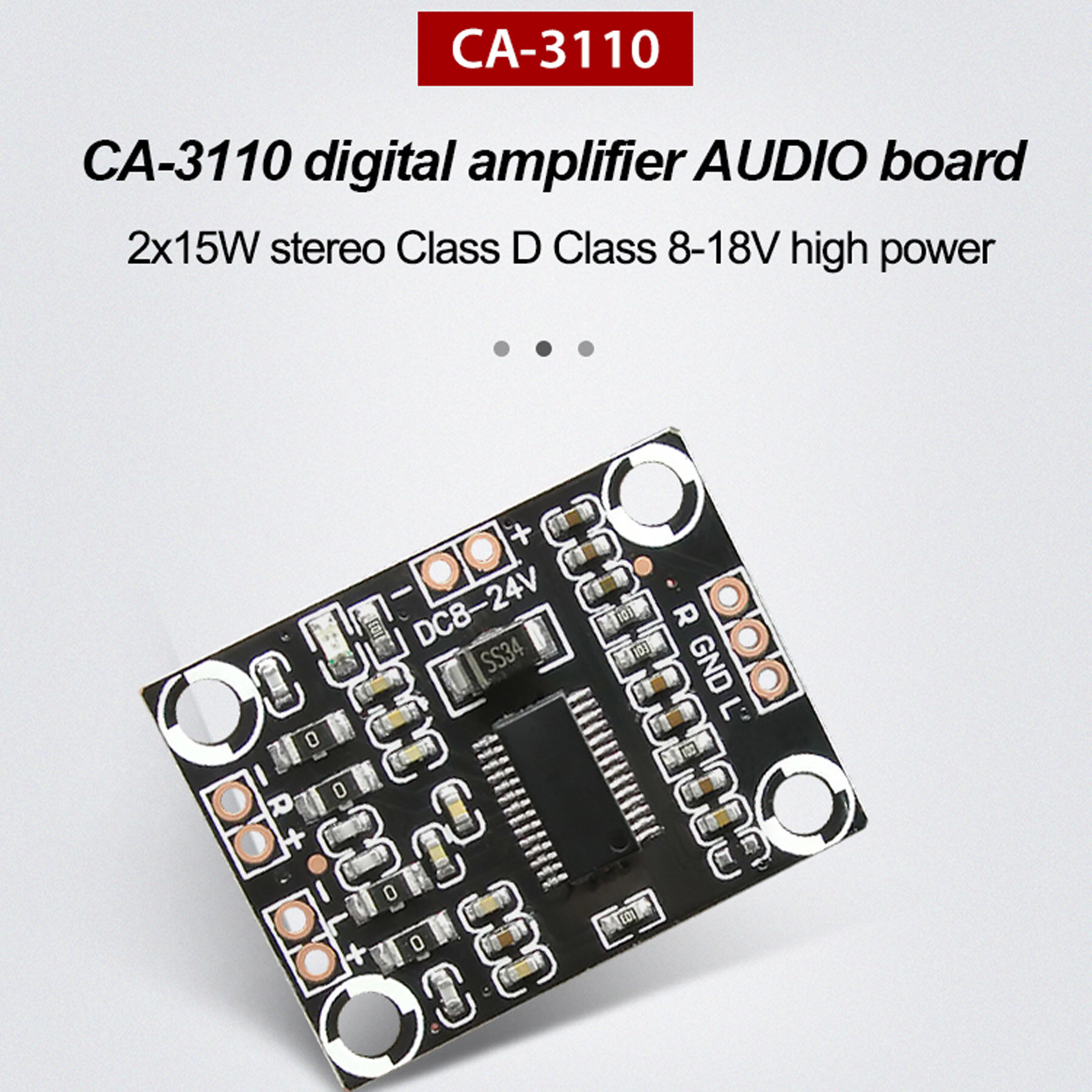 CA-3110 Digital Audio Amplifier Board 15w+15W DC 8-18V Stereo Class D TPA3110 CA3110 DC 8-18V ...