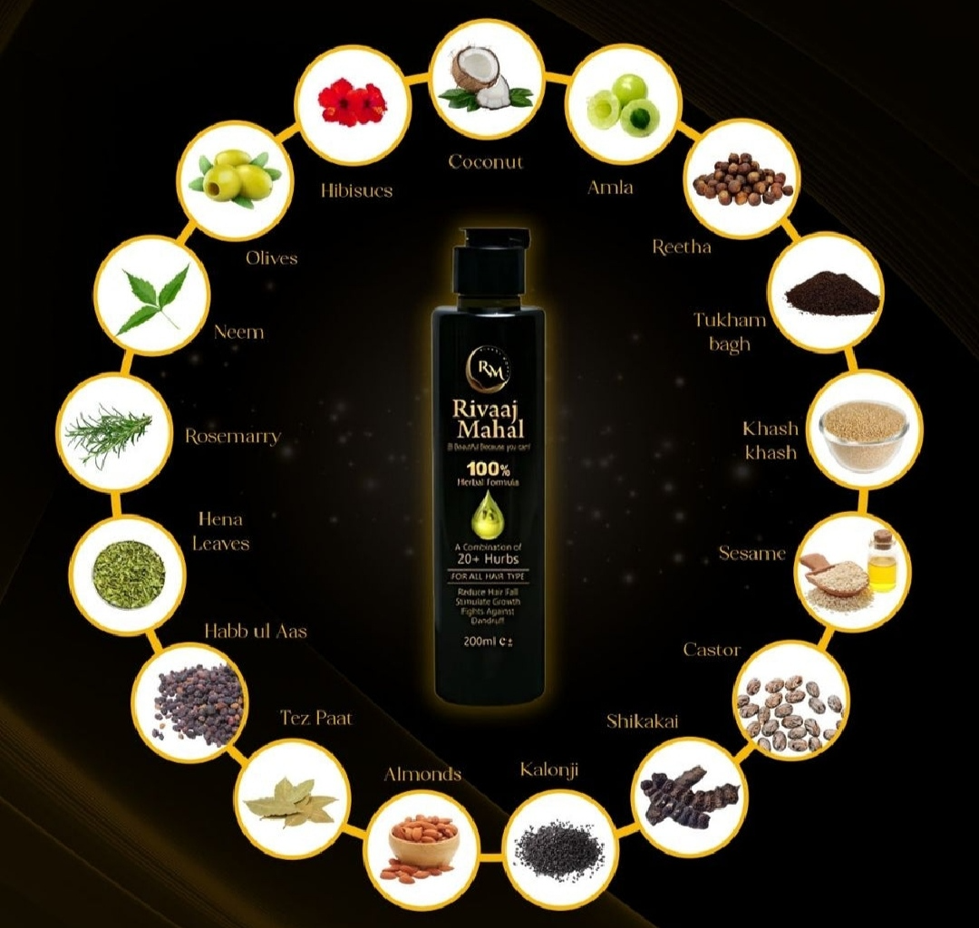 Rivaaj Mahal Herbal Hair Oil 200ml – Anti Hair Fall, Dandruff Control ...