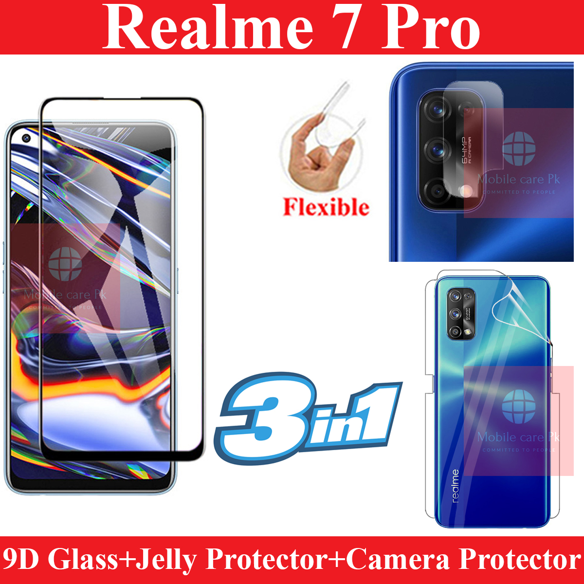Realme 7 Pro Black Border 9D Glass | Realme 7 Pro Back Camera Lens ...
