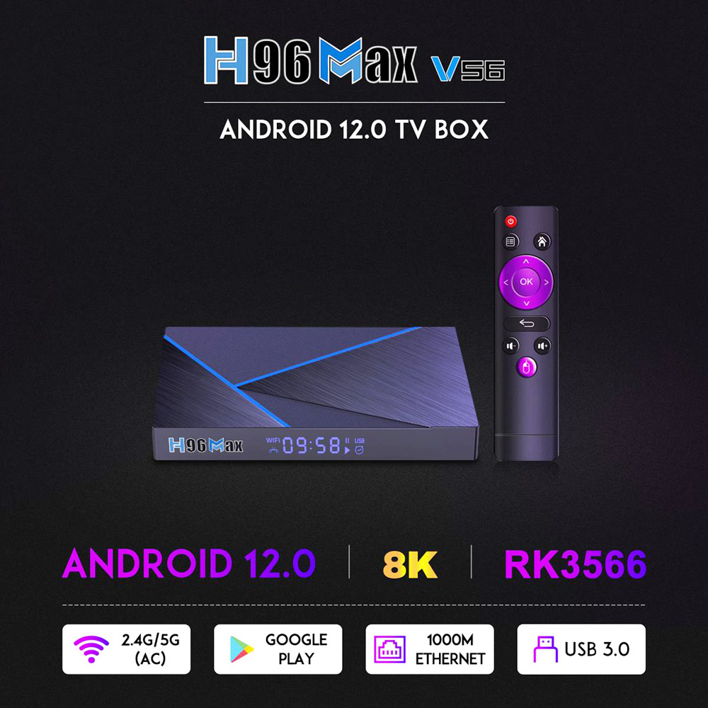 H96 Max v56 Android 12 rk3566 4gb / 32gb TV Box 1.8ghz 2.4G + 5G wifi ...