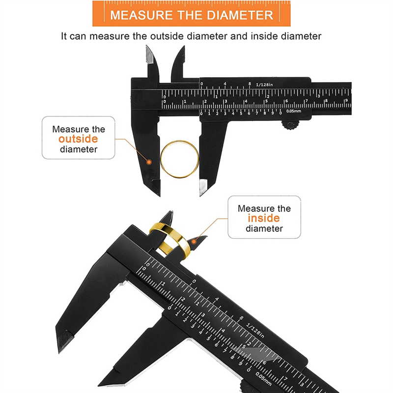 Eyebrow Ruler 6 Inch 150 mm Vernier Caliper Double Scale (Metric/Inch ...