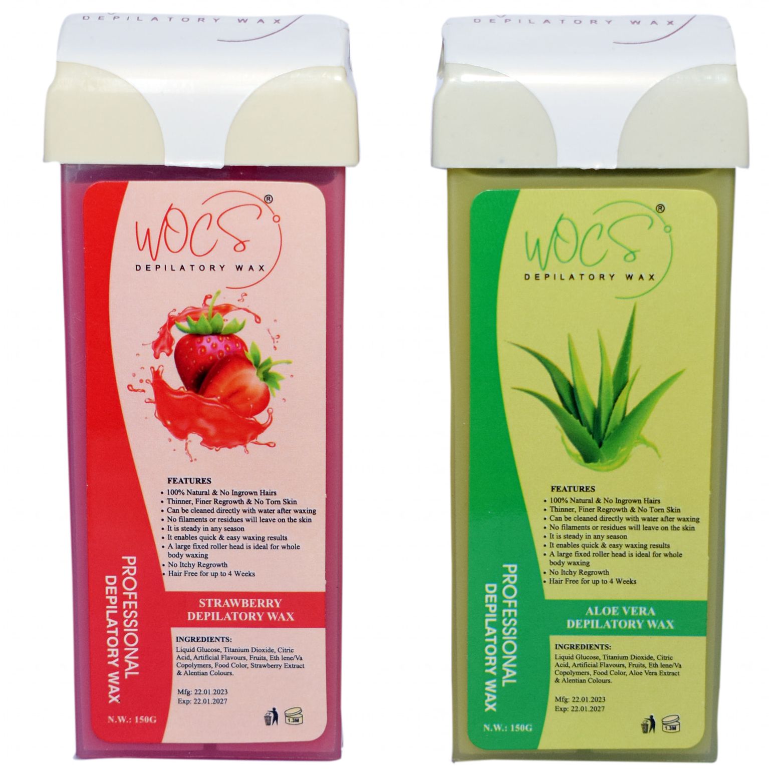 Wocs Pack of 2 Roll on Wax Refill Depilatory Waxing Refill for Women ...