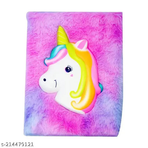 Unicorn Fur Diary for Girls, 3D Squishy Plus Fur Destress Rainbow ...