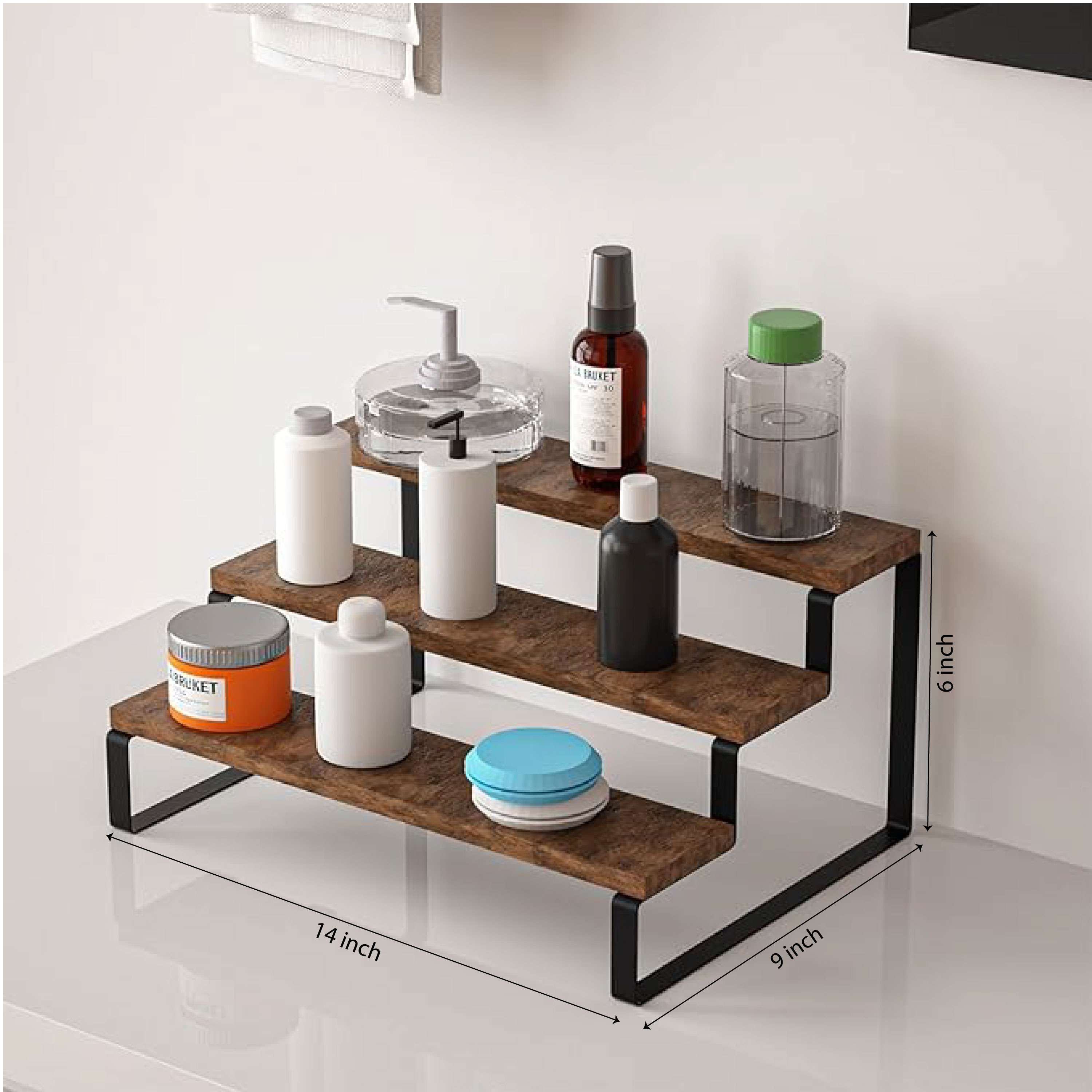 3 layer Rack Shelf Organizer \ Wooden Shelf rack for kitchen | Daraz.pk