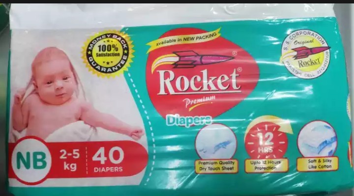 Rocket Premium Diapers New Born Size-1 , 2-5KG (40 Pcs Pack) | Daraz.pk