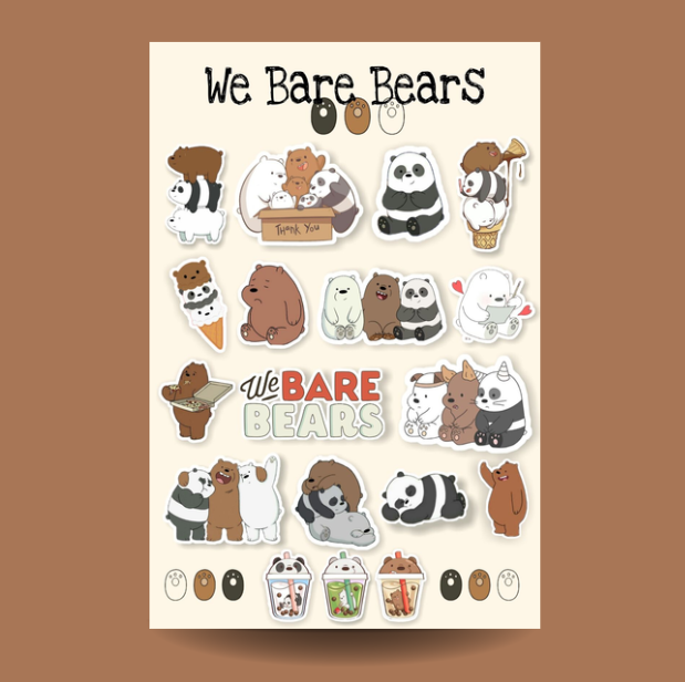 We Bare Bears Aesthetic Cute Journal Sticker Sheet | Asthetic Stickers ...