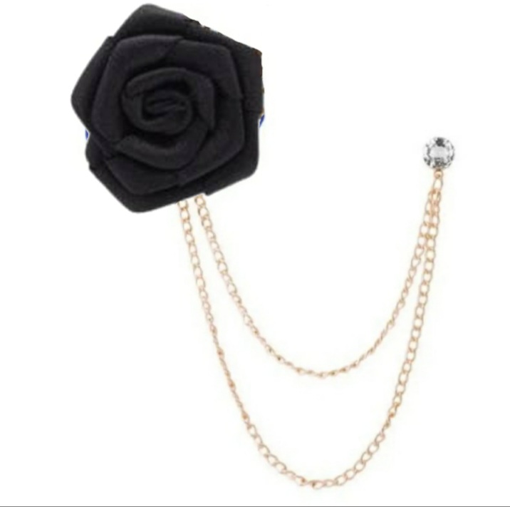 Flower Brooch With Chain + Pocket Square / Rose Chain Brooches For Men ...