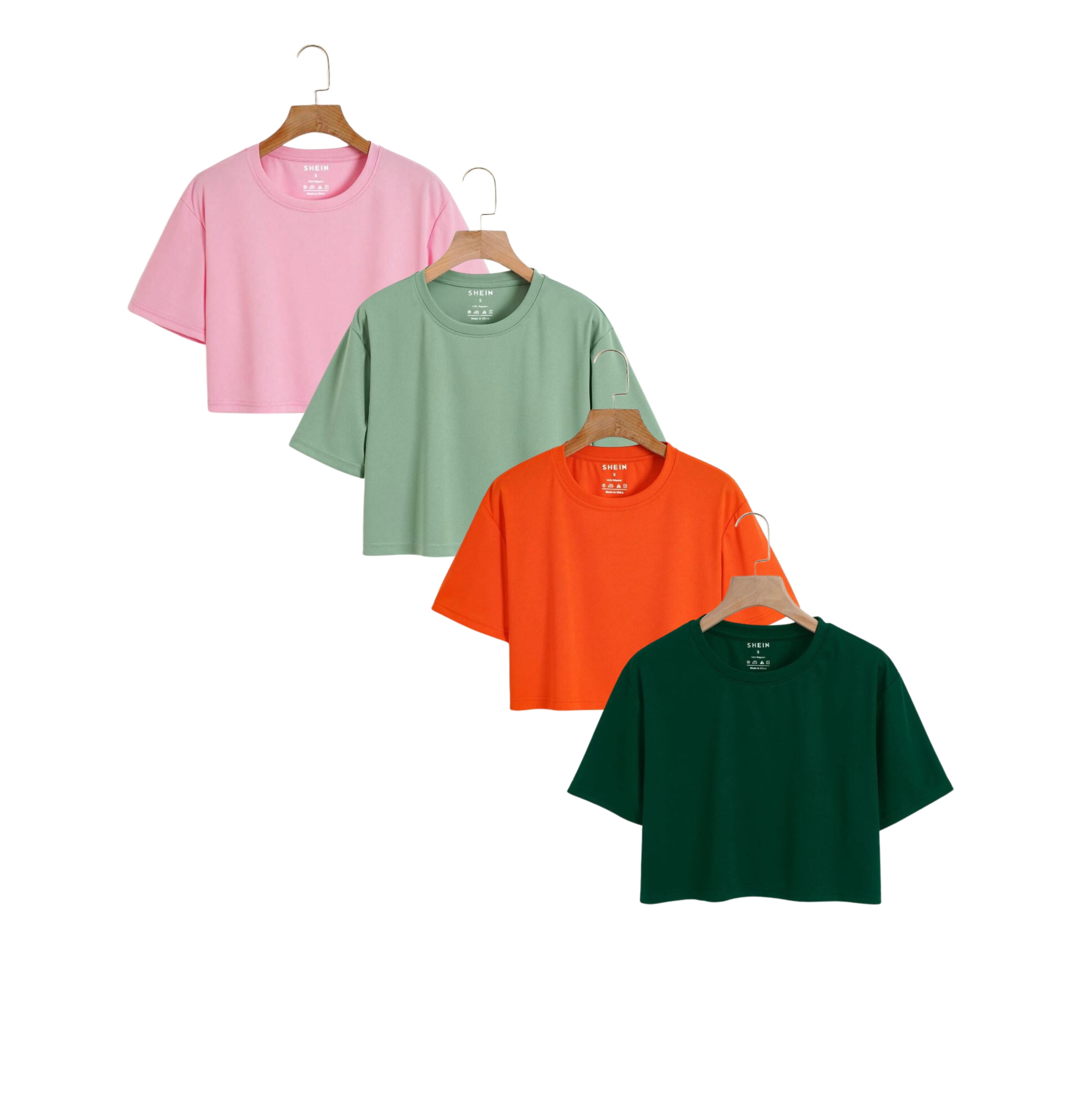 Pack of 4 Premium Quality Plan Crop T Shirt Crew Neck Half Sleeves Crop ...