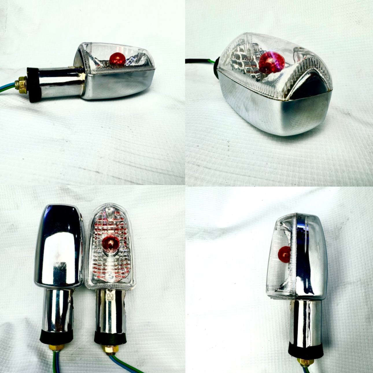 White Indicator Chrome Body For 70 Motorcycle White Indicator For 70 ...