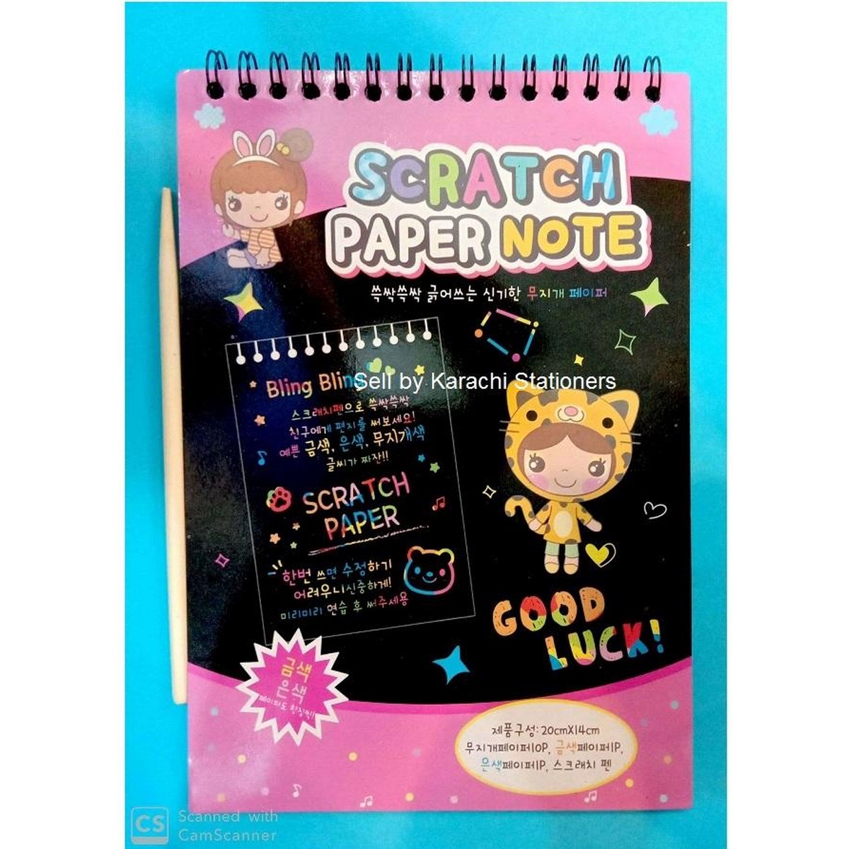A6 Medium SCRATCH NOTE PAD Scratch book with wooden stick scratch ...