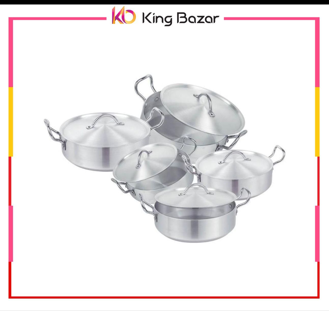 Sonex Heavy Gauge Aluminum Karahi & Pateli Set – 5 Pcs Metal Finish ...