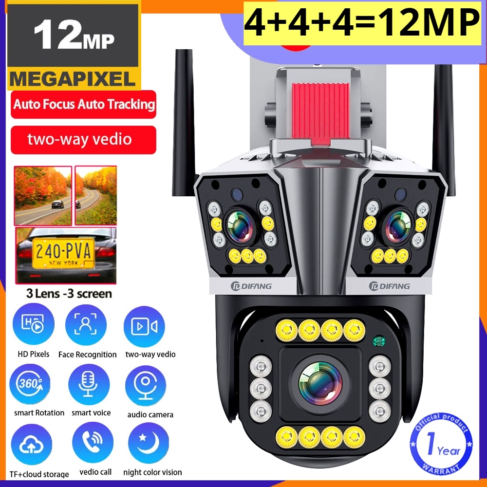 Latest New Model Ultra HD 12MP 4X4X4 Multiple Lens Security Camera V380 ...