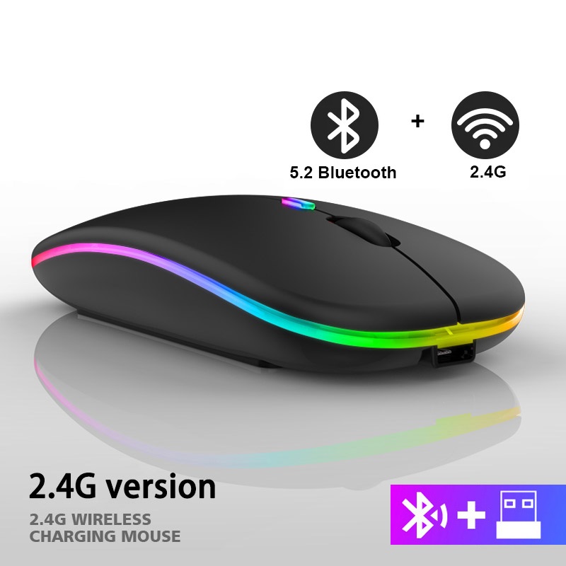 Ultra Slim Dual Mode 5.1 Bluetooth mouse Rechargeable Battery Gaming ...