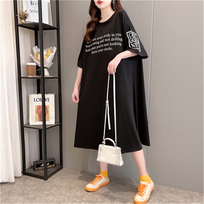 [Plus Size] (40-150kg) Women Dress Summer Short Sleeve Loose Oversize T ...