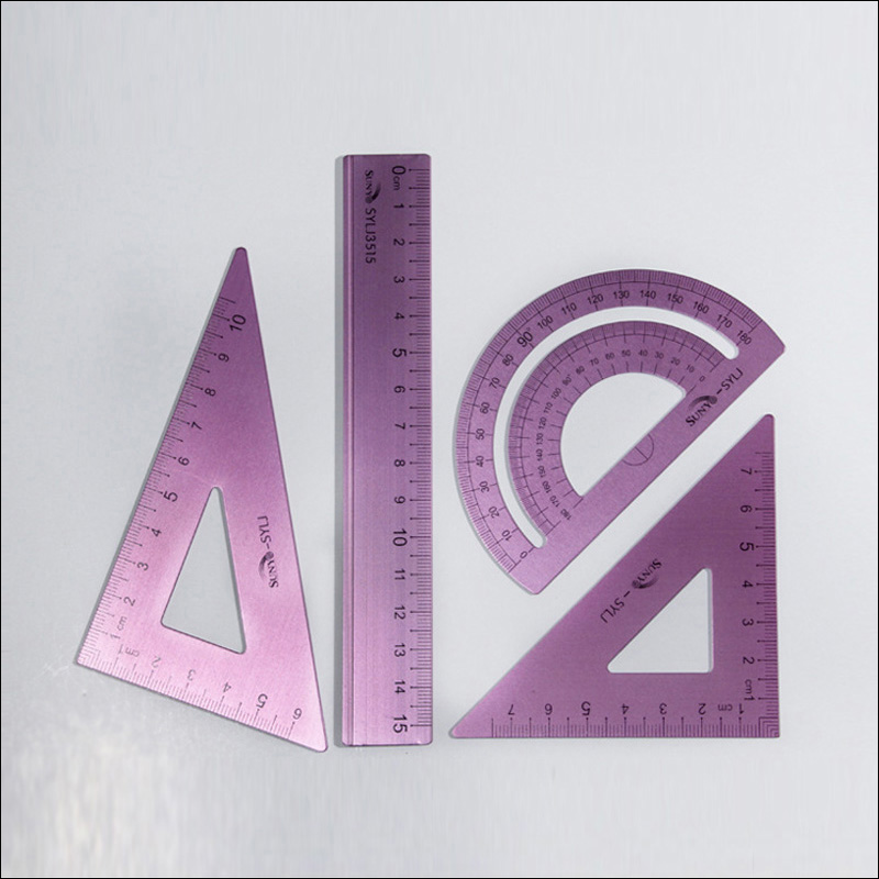 2024 4Pcs/Set Aluminum Ruler Set Metal Right Triangle Ruler Geometry ...