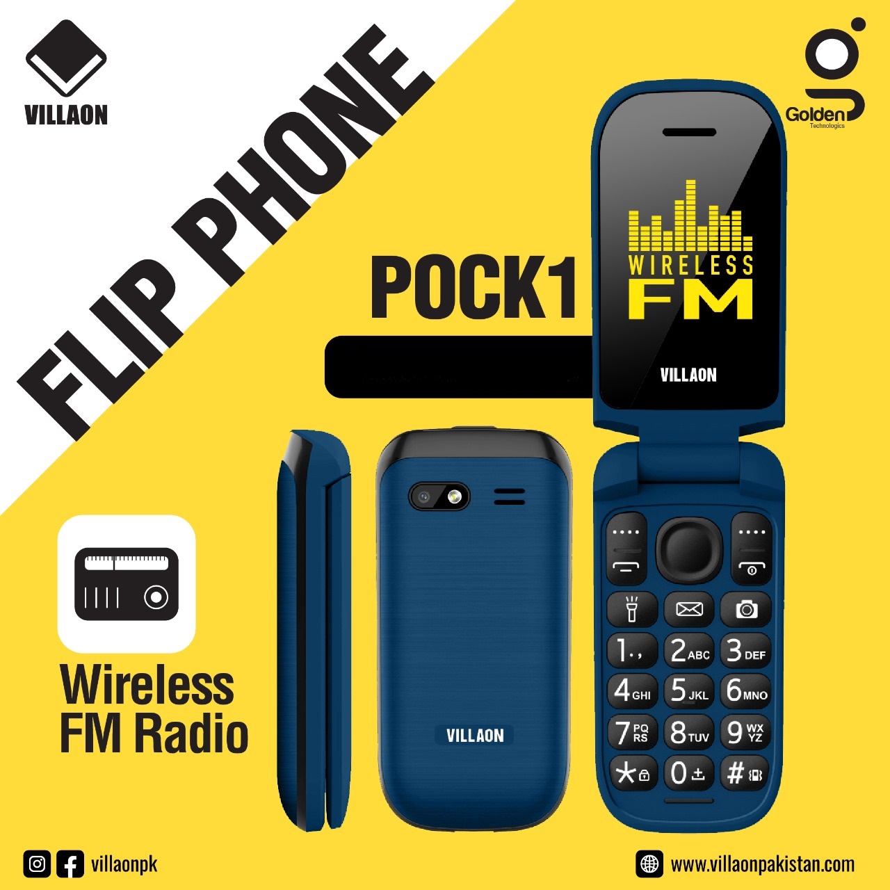 VILLAON Pock 1 - Flip Mobile - 1.77 inch Display - 1000mAH Battery ...