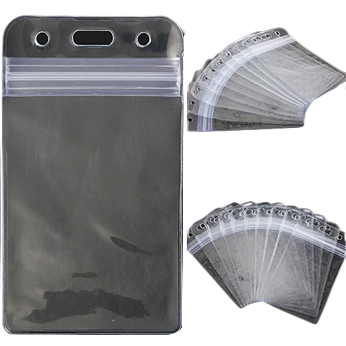 Vertical Clear Waterproof ID Card Holders with Sealable Zip Name Tag ...