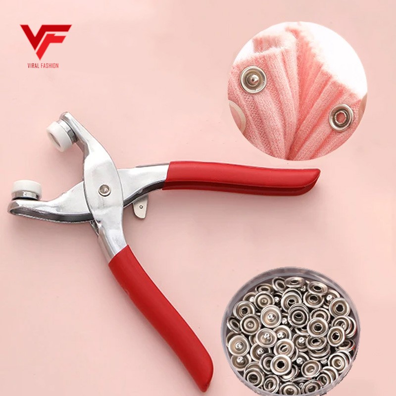 1Pc Plier Tool and 50 Set Metal Snap Button Plier Kit Clothing Sewing ...