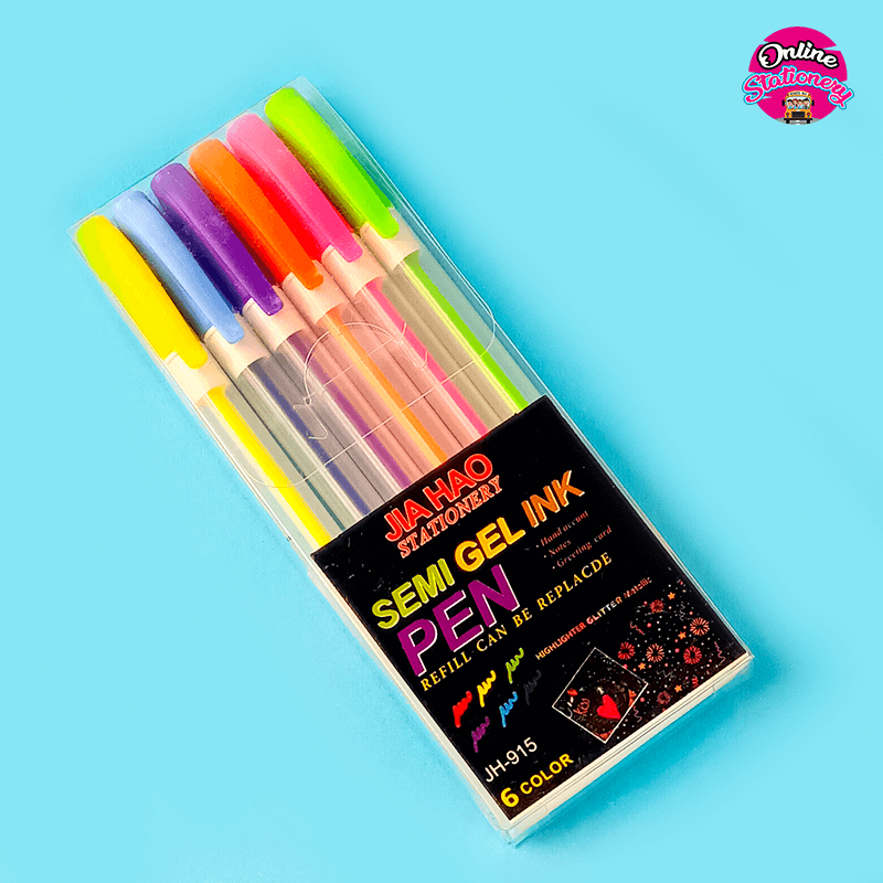 JIAHAO Multi Colors Semi Gel Pen Set Pack of 6, 8, & 10 Color | Daraz.pk