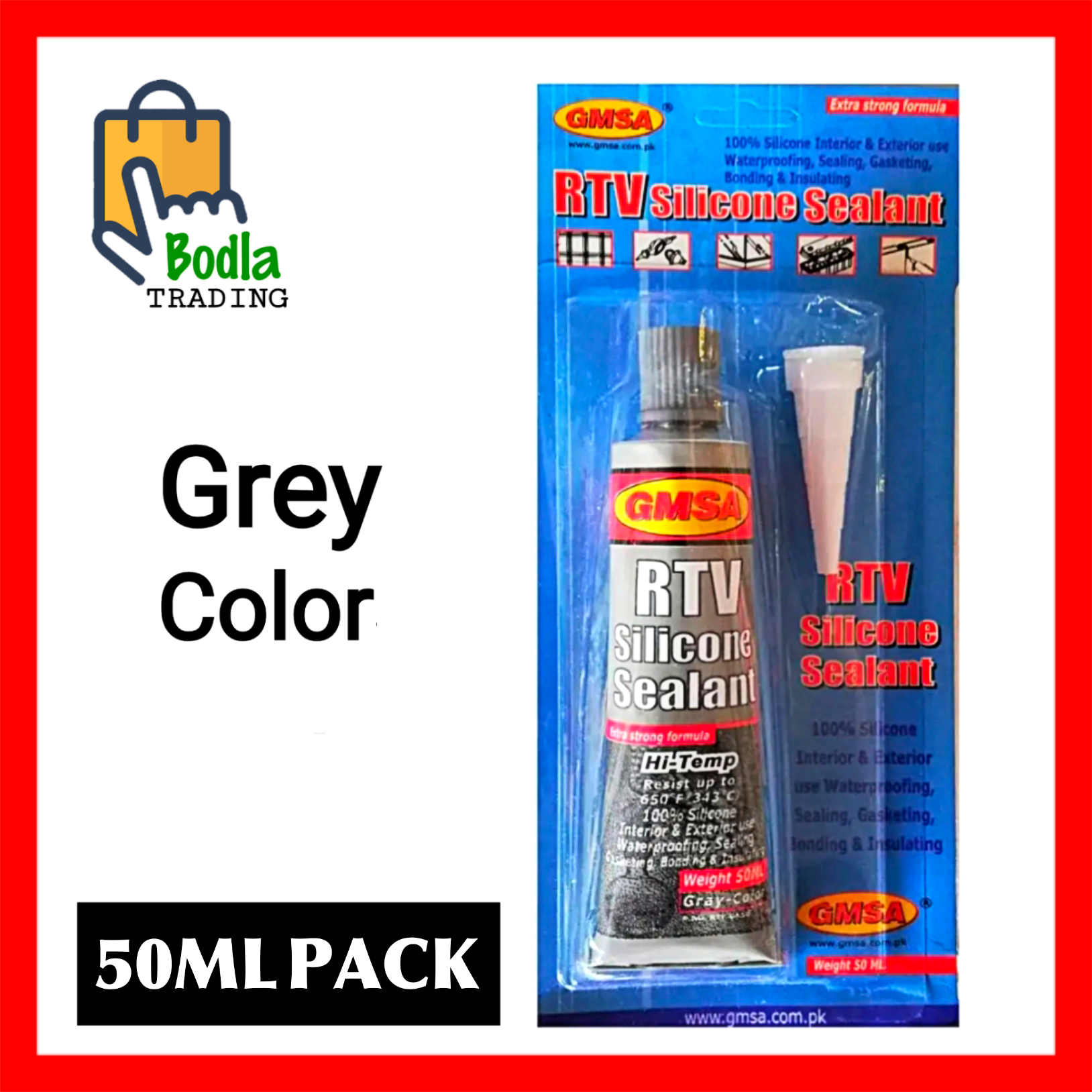 GMSA RTV Silicone Sealant 50ML Tube (Transparent,Grey,Black)- Best For ...
