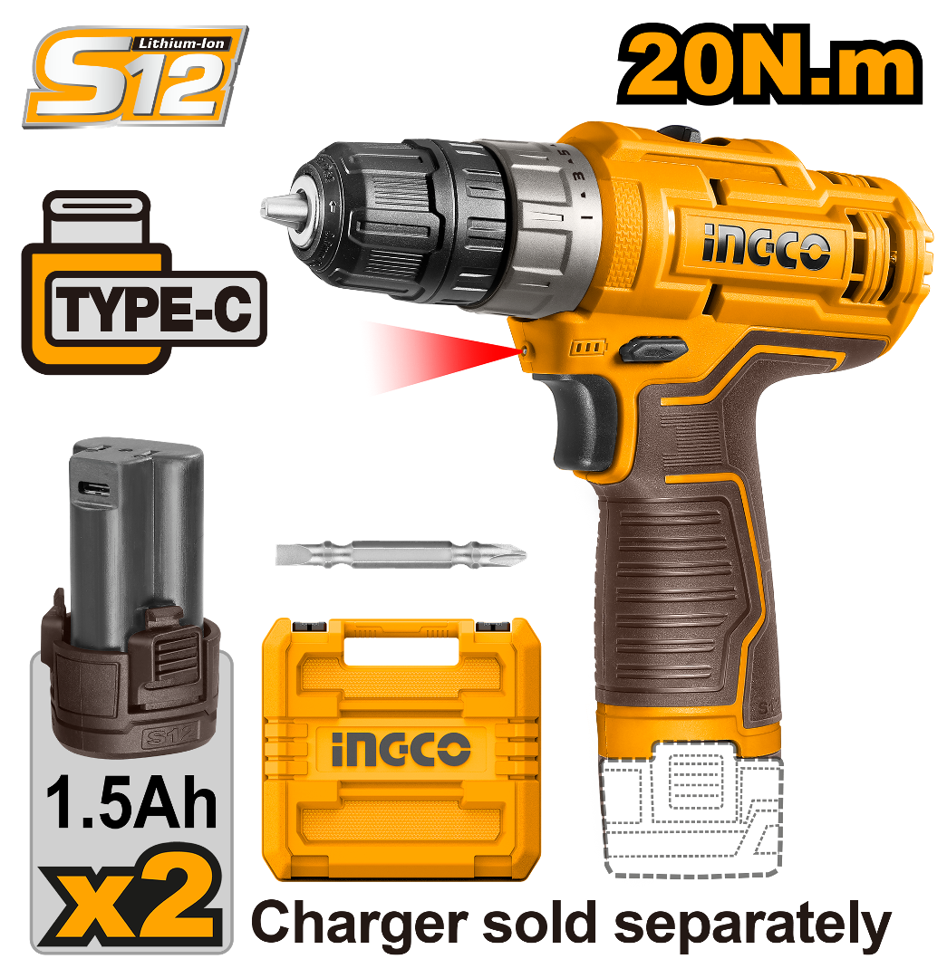 INGCO CDLI12428 CORDLESS DRILL | Daraz.pk