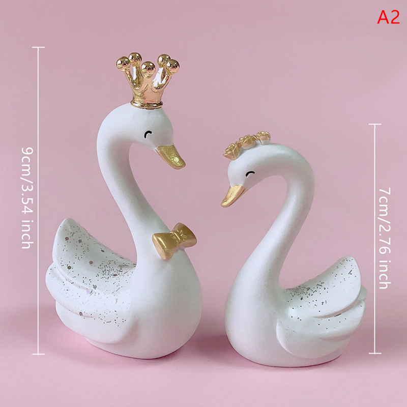 1 Pair Resin Swan Statue Figurines Swan Cake Topper Sculpture Cake ...