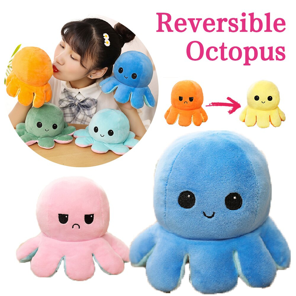New Mood Octopus Doll Double Sided Flip Reversible Octopus Stuffed Doll ...