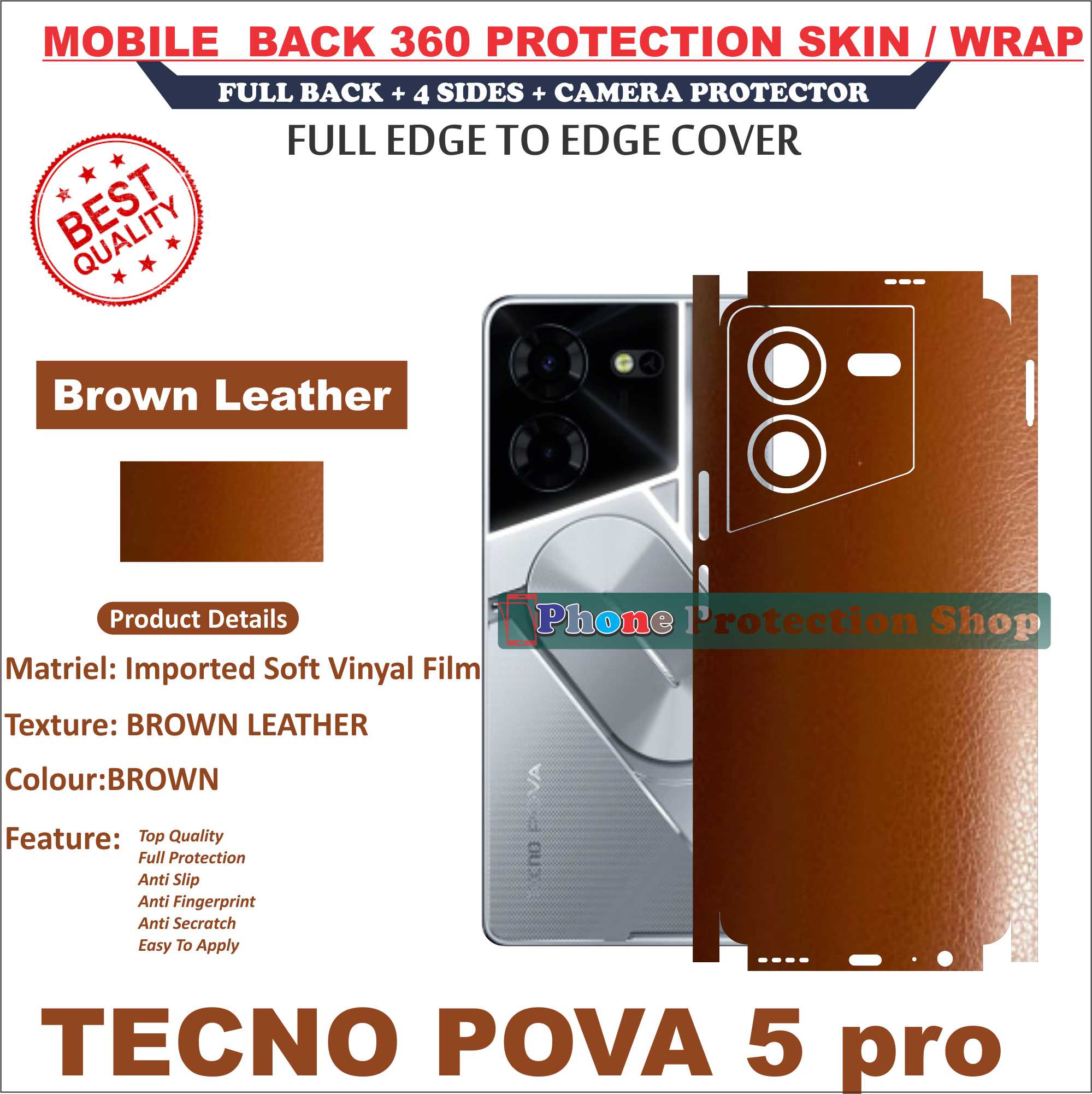 Tecno Pova 5 pro full Back 360 Protection skin wrap with sides and ...
