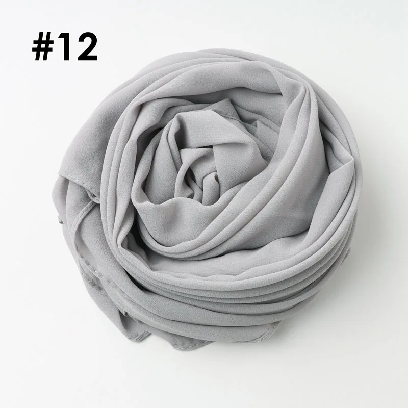 Luxury 100% Chiffon Georgette Hijab Stoller Scarf for Women and Girls ...