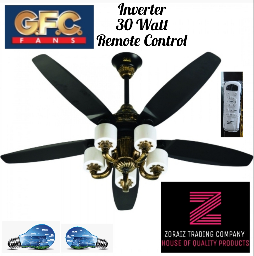 GFC Fans Ceiling 56’’ AC 30 Watts Inverter Fanoos Model 56'' Pure Copper Winding Solar Fan ...
