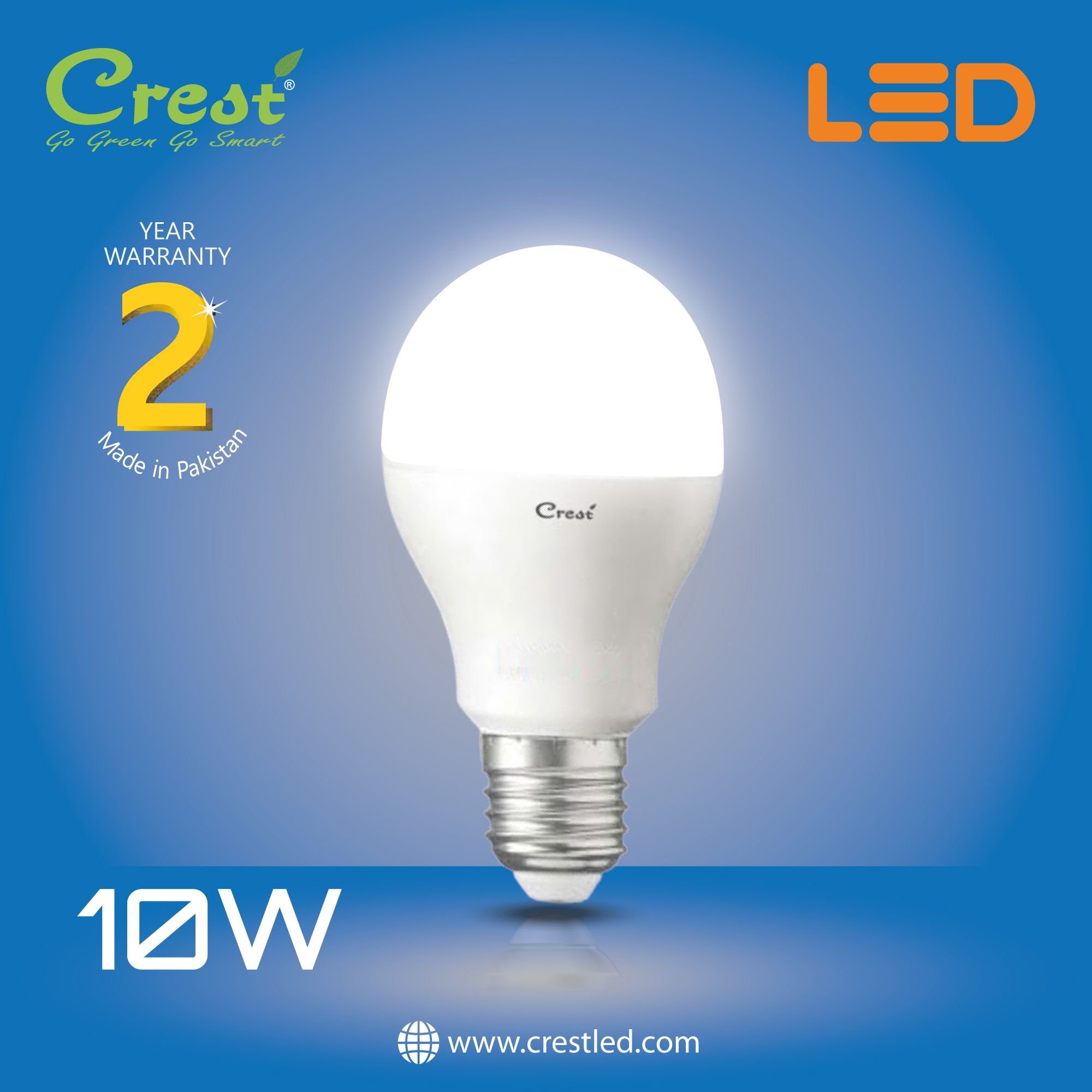 Crest LED BULB LIGHT 10W B22/E27 (3000K/6500K) | Daraz.pk