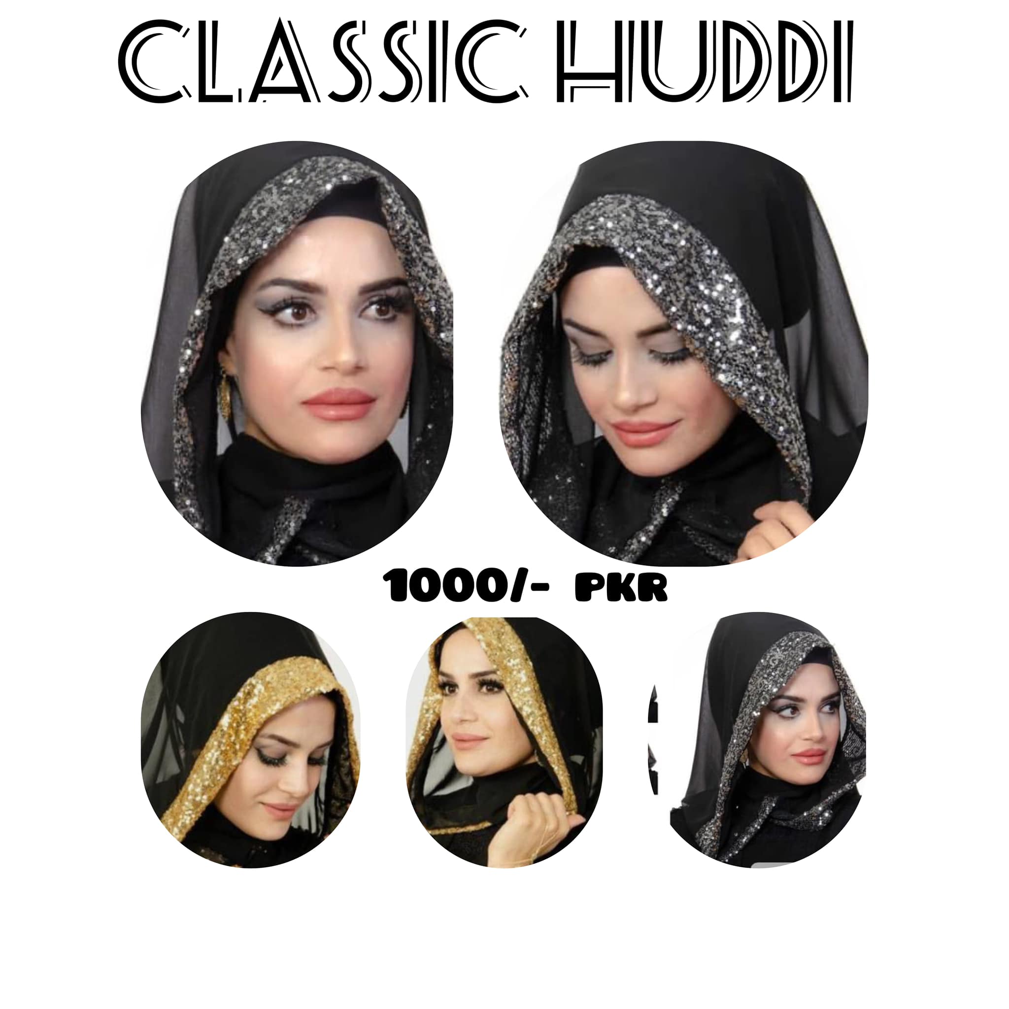 Fancy Chiffon Ready to Wear Embroidery Hijab Black and Gold - Muslim ...