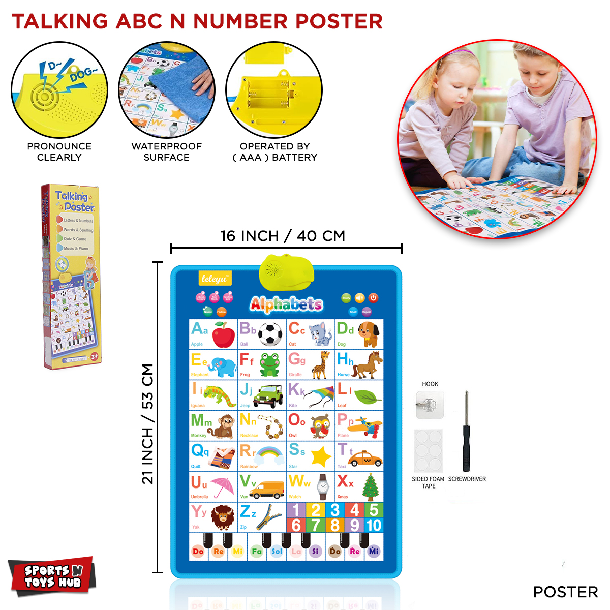 ABC Talking Poster For Kids & Toddlers, Smart Wall Hanging Chart With ...