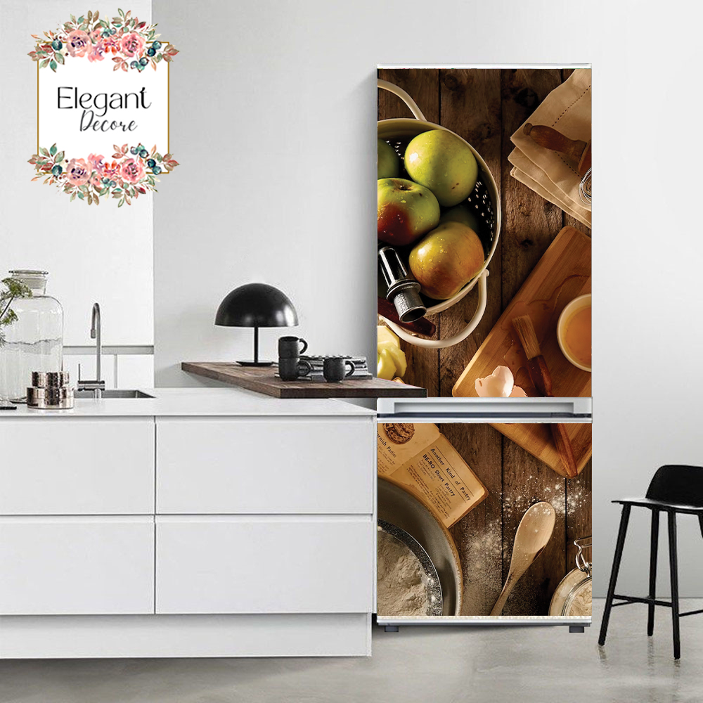 Elegant Fruits Fridge Stickers, Door Wrap, Self-adhesive, Waterproof ...