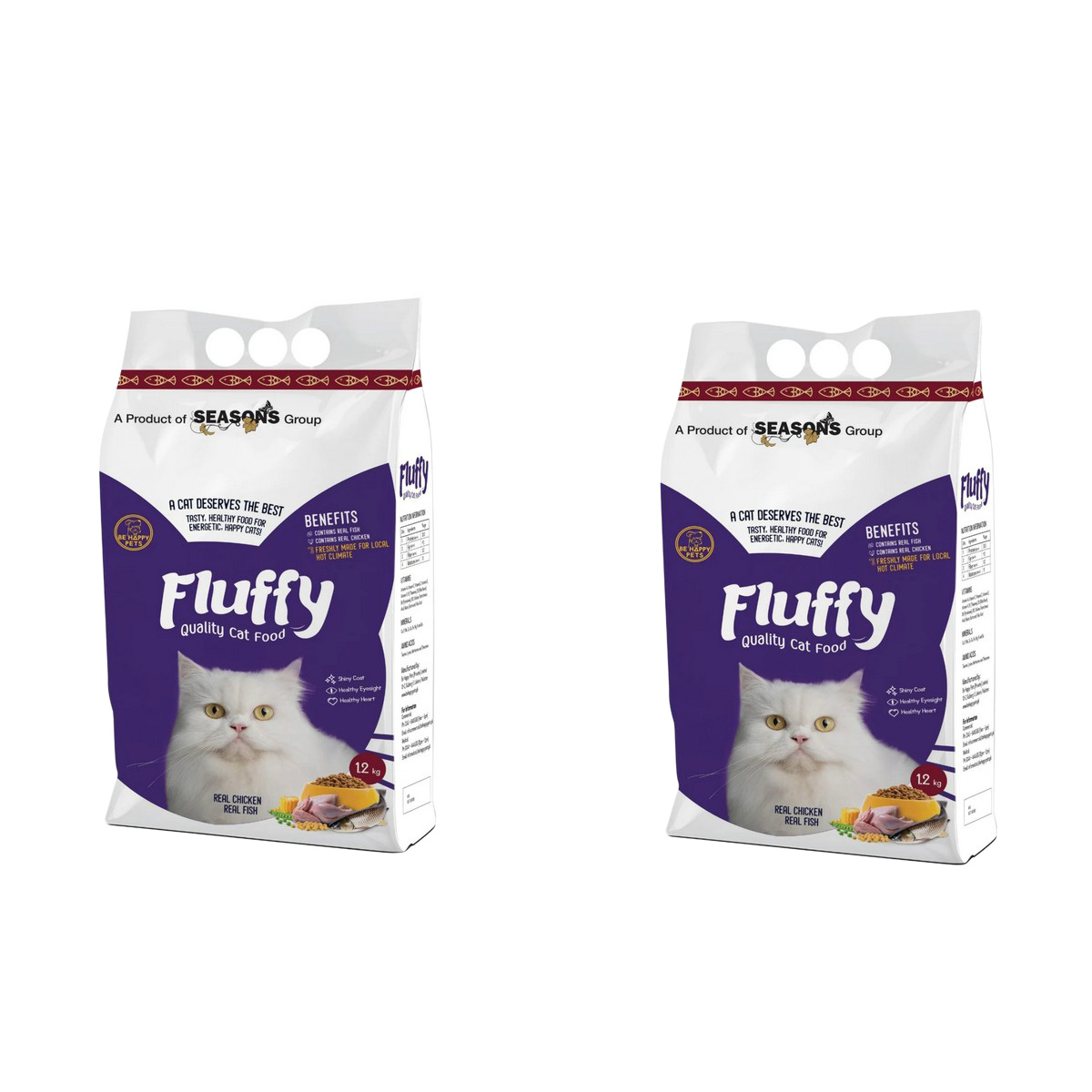 Fluffy Cat Food Pack of 2 (1.2KG + 1.2KG) | Pet Food for all Cats ...
