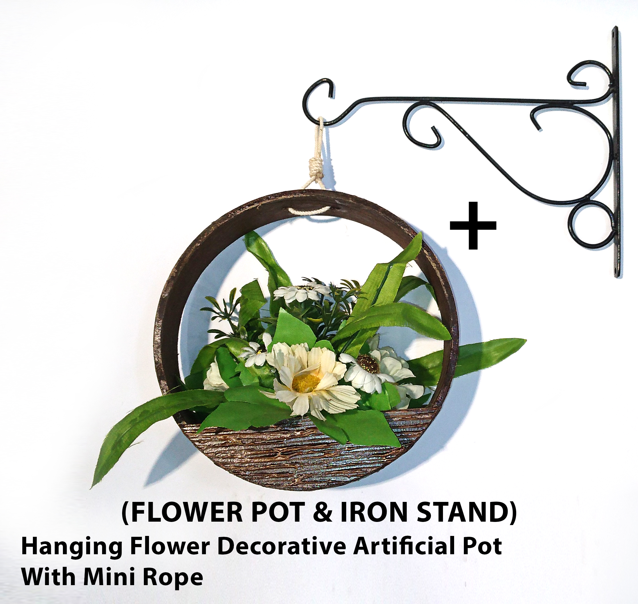 Iron Garden Wall Hanging Stand - Flower Plant Pot Bracket Hook Shelf ...