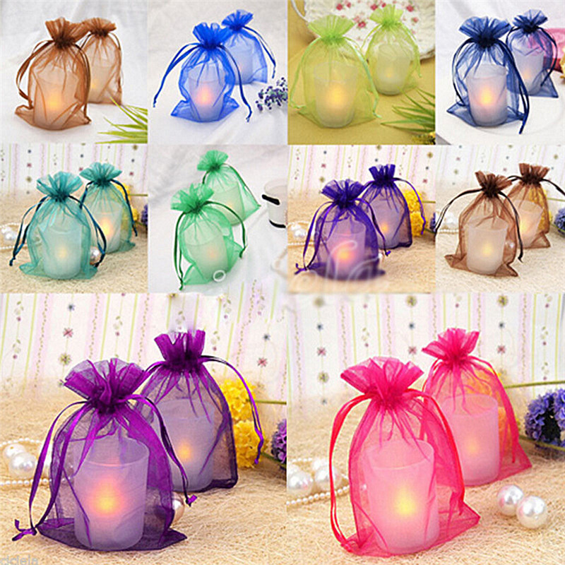 50pc Organza Gift Bags Jewelry Candy Bag Wedding Favors Bags Mesh Gift ...