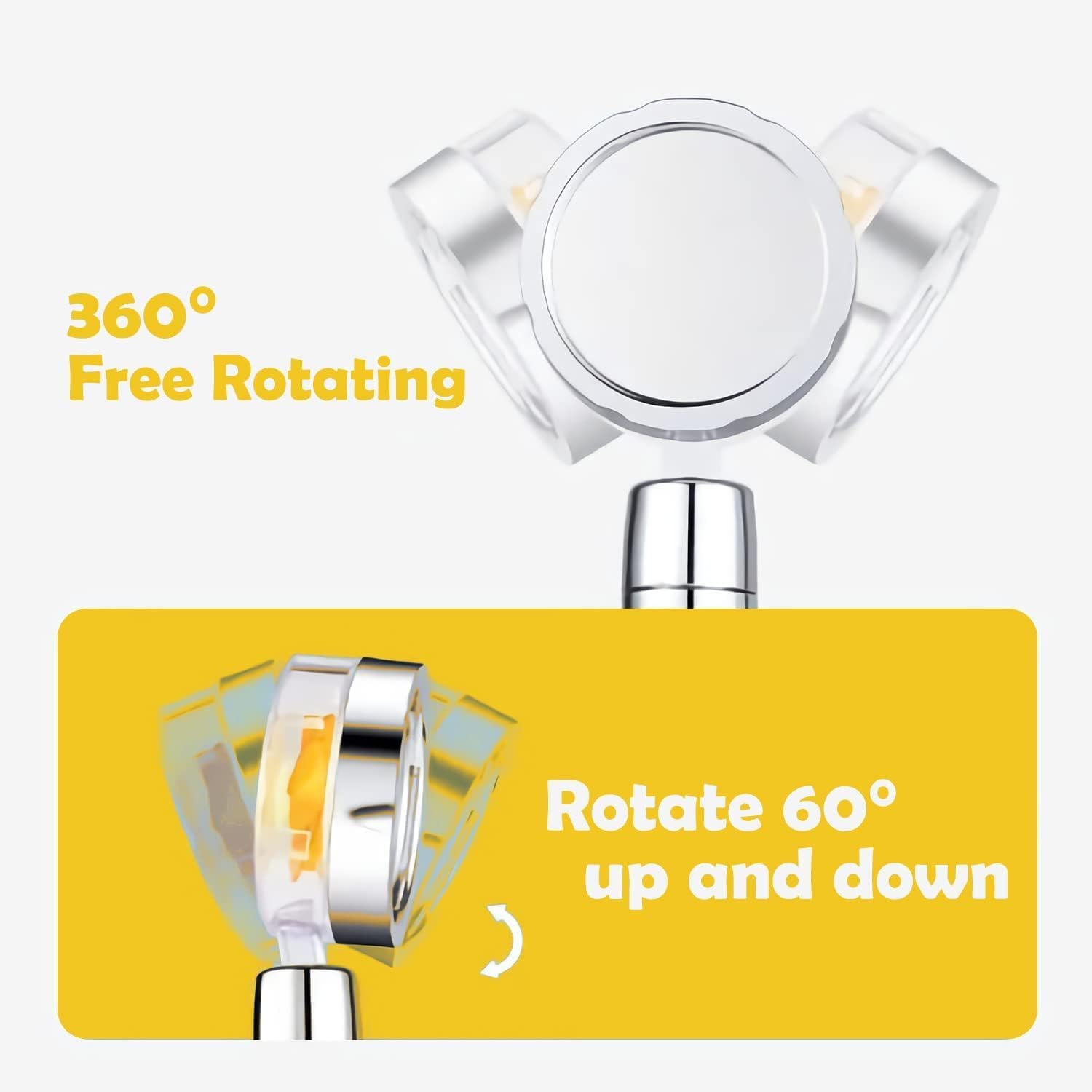 High Pressure 360-Degree Rotating Shower Head with Water-Saving Small ...